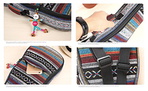 HOT SEAL® 10MM Adjustable & Comfortable Durable Ethnic Ukulele Case Bag Bohemia style (21in, Bohemia NO.3)