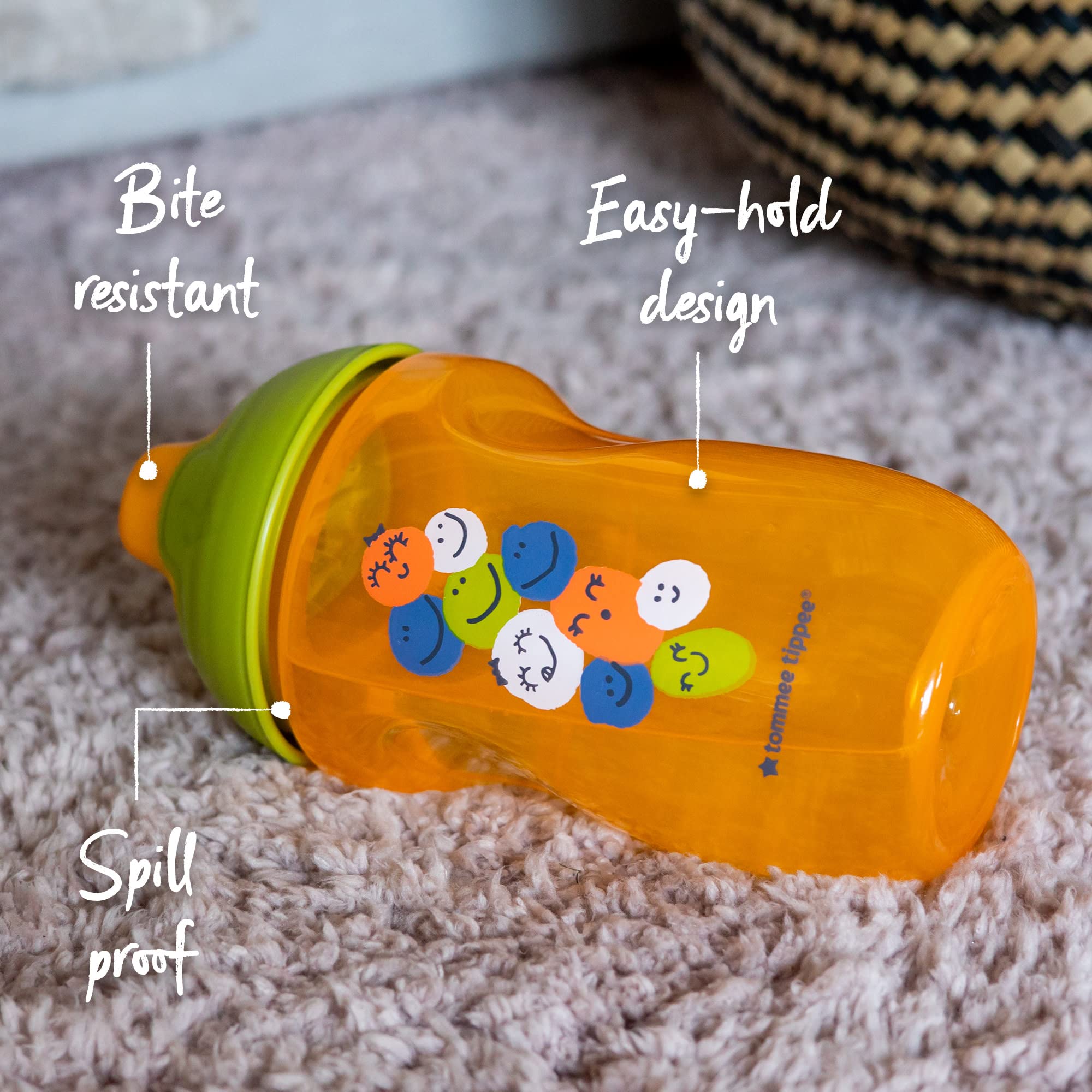 Tommee Tippee Sippee Cup, Water Bottle for Toddlers, Spill-Proof, BPA Free, 10oz, 9+ months, Pack of 3, Red, Blue and Green
