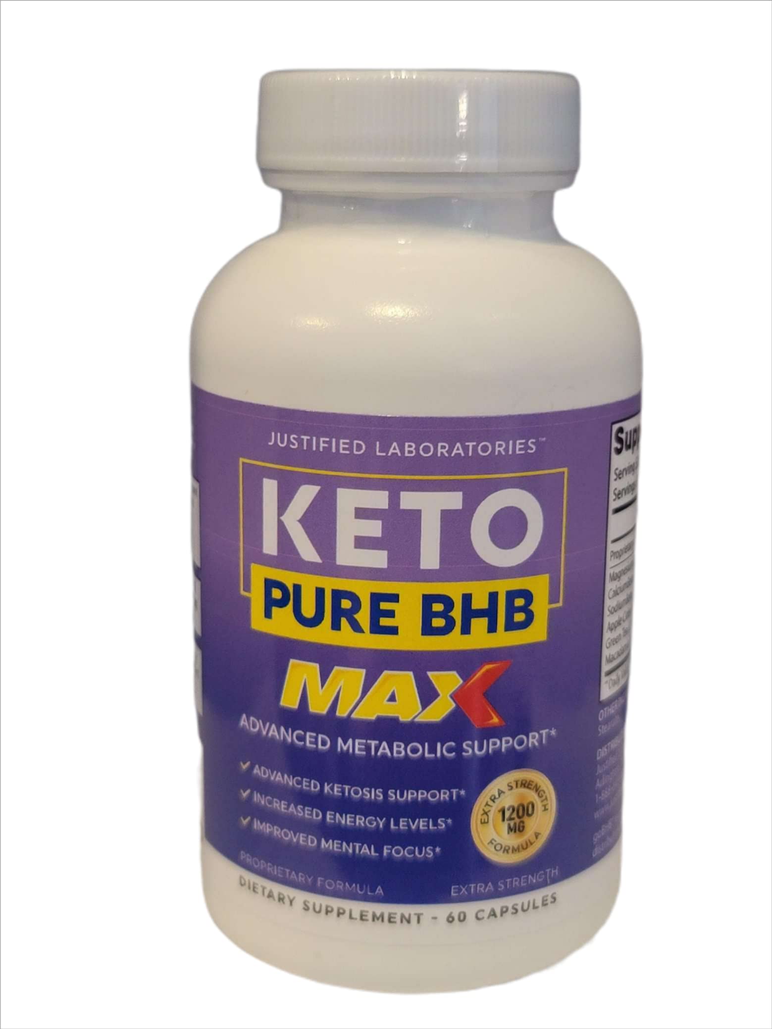 Keto Pure BHB Max1200mg Pills Ketogenic Supplement Includes goBHB Exogenous Ketones Apple Cider Vinegar Macadamia Nut Oil and Green Tea Advanced Ketosis Support for Men Women 60 Capsules