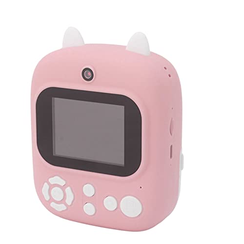 jerss Childrens Digital Camera 6 Filter Effects Face Recognition Auto Print Digital Camera 1080P ABS Home Silicone for Children (Pink)