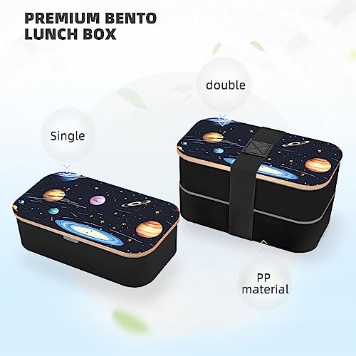 The Solar Family Adult Lunch Box, Bento Box, With Cutlery Set Of 3, 2 Compartments, Rectangular, Lunch Box For Adults