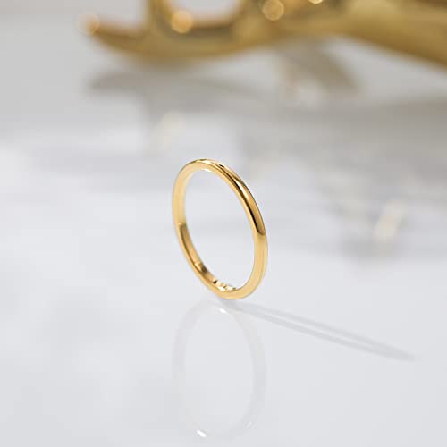 LAANSRER 2mm Titanium Ring for Women Men Dome High Polished Wedding Band Rings Gold Comfort Fit Size 4.5