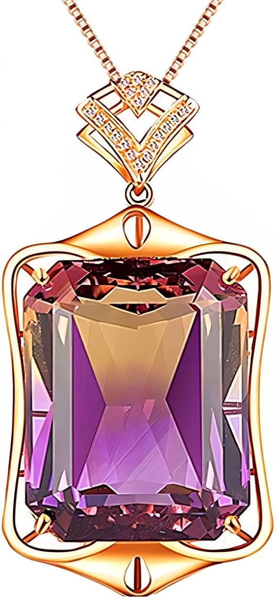 Natural Multi Color Tourmaline Gemstone Fashion Necklace Pendant For Women, Sterling Silver, 18K Plated, 18’’ Chain, Beautiful Gift For Mom, Wife, Girlfriend, Daughter, Sister