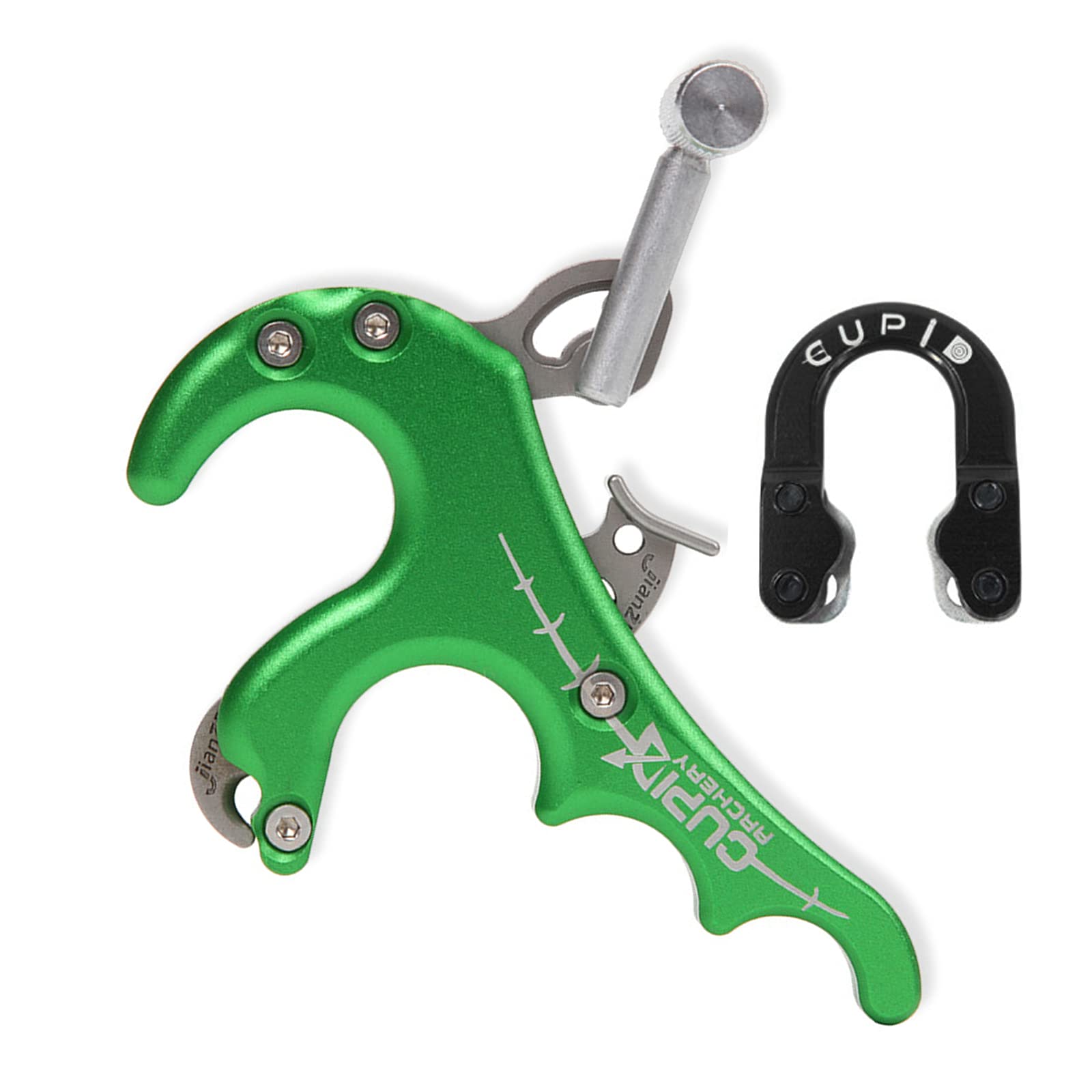 ocairnry Archery Release aids 4 Fingers Bow Release with Metal D Loop Compound Bow Release Aid Trigger Handle Thumb Caliper (Black)