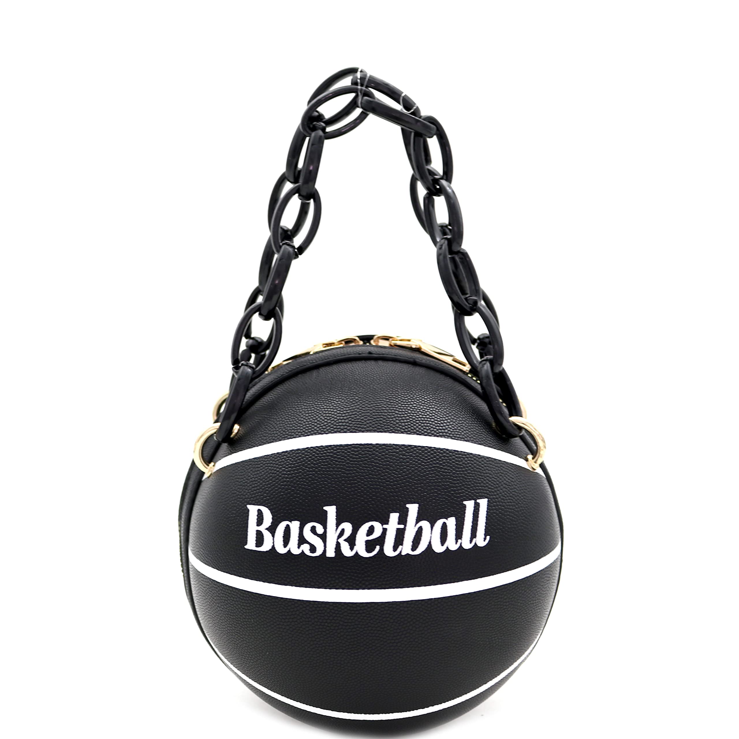 Multicolored Graffiti Print Round Ball Shape Unique Clutch Top-Handle Satchel Handbag (Ball Shape w/Plastic Chain (Smaller) - zBlack)