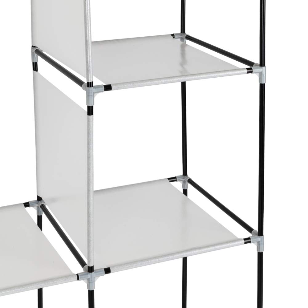 Knocbel 71" Tall Freestanding Closet Organzier Clothes Garment Rack with Storage Shelves & 3 Hanging Rods (Black)