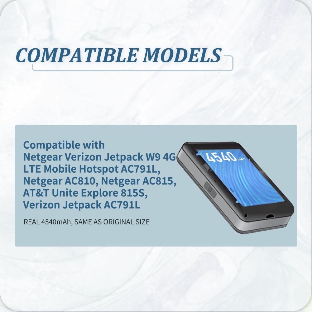 Soseieiu W-10a Battery,[𝟐𝟎𝟐𝟒 𝐍𝐞𝐰 𝐔𝐩𝐠𝐫𝐚𝐝𝐞𝐝] 5200 mAh Replacement Battery for Netgear MR1100 M1 Mobile Hotspot Router 3.85V/20.02Wh