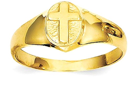 IceCarats 14K Yellow Gold Holy Cross Ring Christian Religious Band Size 4