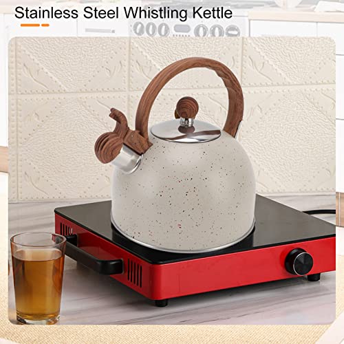 Stovetop Kettle, Whistling Kettle 2.5L Capacity Stainless Steel Stovetop Teapot for Water Boiling (Beige)