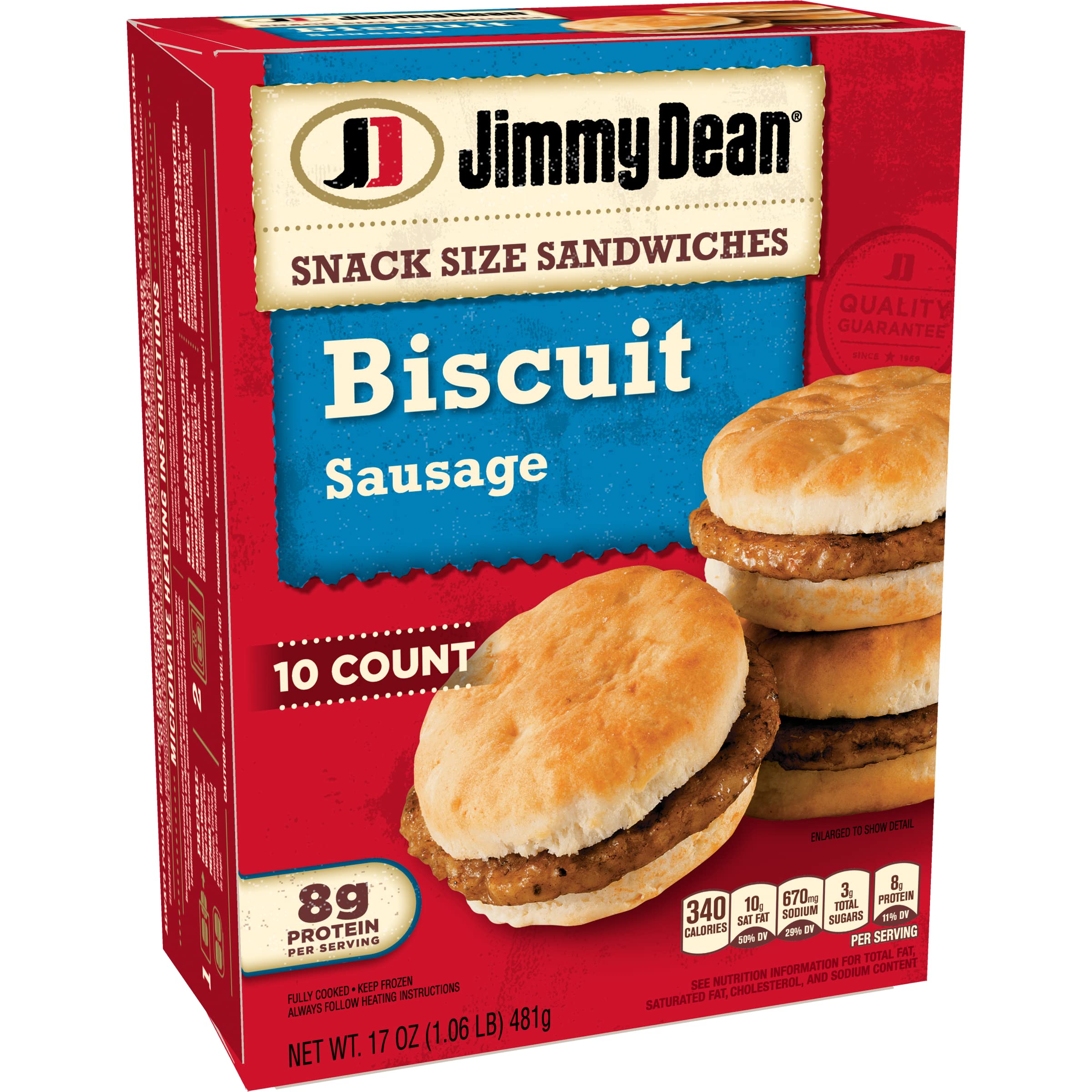 Jimmy Dean Snack Size Sausage Biscuit Sandwiches, 10 Count (Frozen)