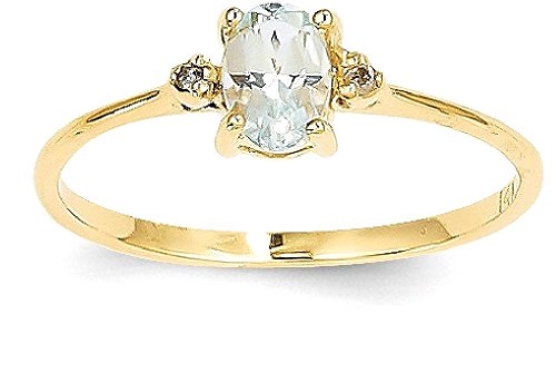 IceCarats 14K Yellow Gold Diamond Blue Aquamarine Ring March Birthstone Jewelry Size 6