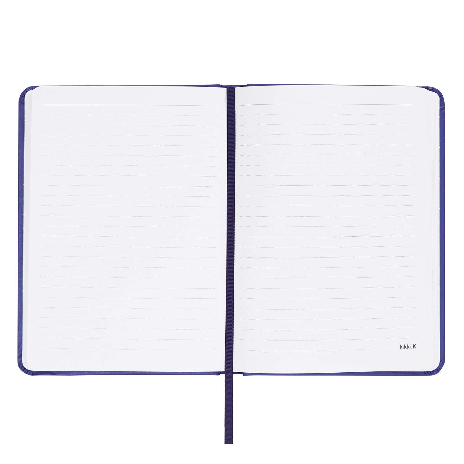 kikki.K Everyday Essentials Designer Collection - A5 Bonded Leather Journal Indigo, 240 Lined White 120 GSM Lined Pages, Bonded Leather Cover with Vertical Elastic Closure