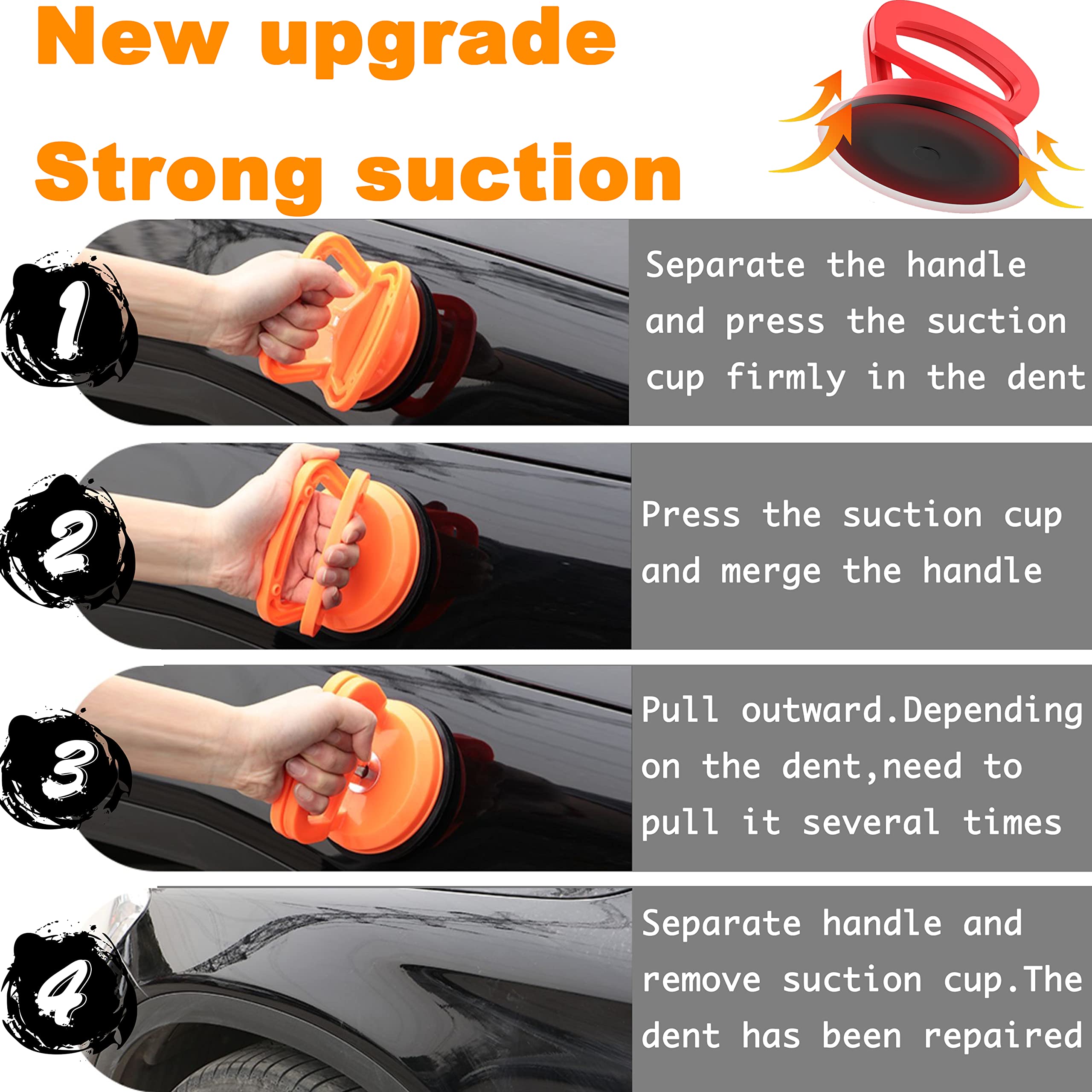 NORNUO 3PCS Car Dent Puller,Powerful Handle Lifter Dent Remover Tool for Car,Dent Puller Removal Kit for Car Body Dent,and Glass,Furniture,Tiles, Mirror, Granite Lifting and Smooth Objects Moving