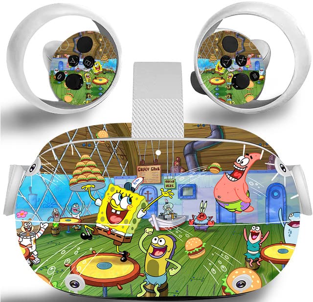 Oculus Quest 2 VR Headset and Controller Sticker - Funny Cartoon - Vinyl Decal Skin for VR Headset and Controller, Virtual Reality Protective Accessories