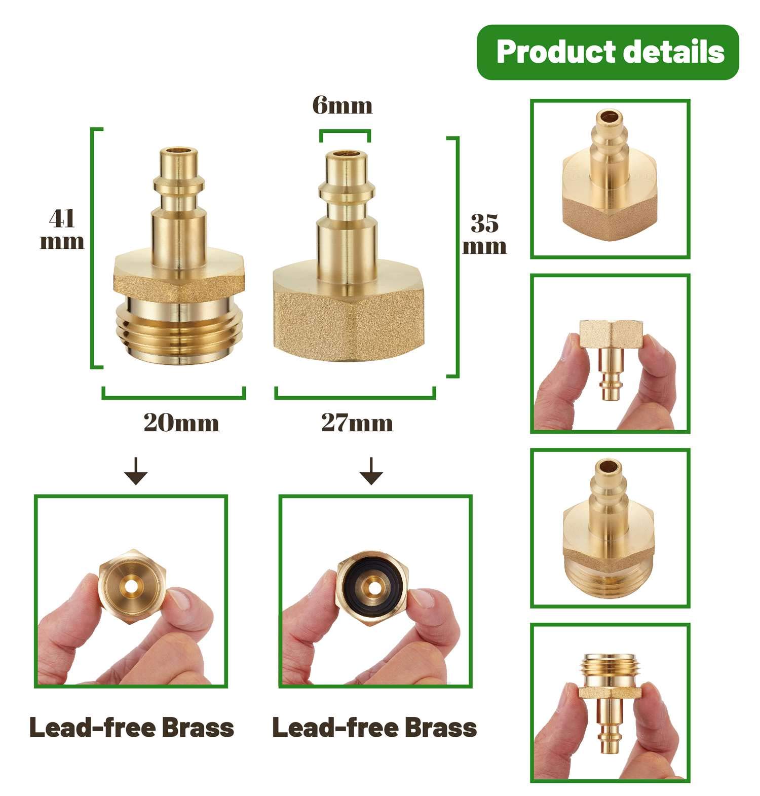 Litorange Lead-Free Brass Winterize Sprinkler Systems: Air Compressor Hose Water Faucet Blow Out Adapter Fitting For RV, Travel Trailer, Boat & Camper(a couple)