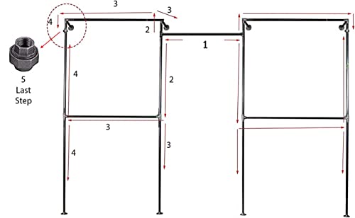 SERENITA 1 inch Heavy Duty Industrial Pipe Clothing Rack, Hanging Rod for Closet, Wall Mounted Multi Purpose (80" x 94" Double, Black)