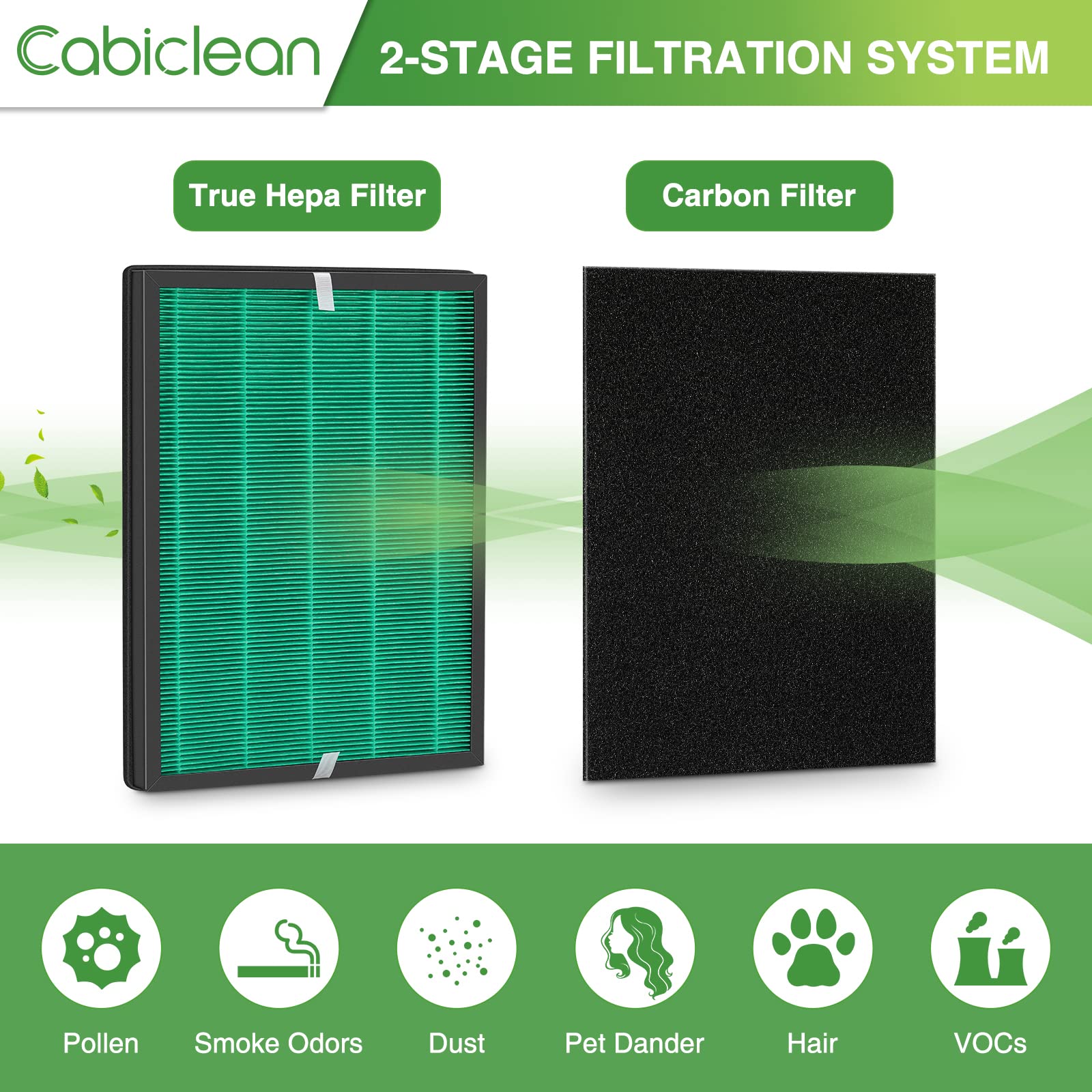 Replacement Filter Sets for Coway Airmega 150 Air Purifier, 2 Green True HEPA and 8 Active Carbon Filter, AP-1019C-FP