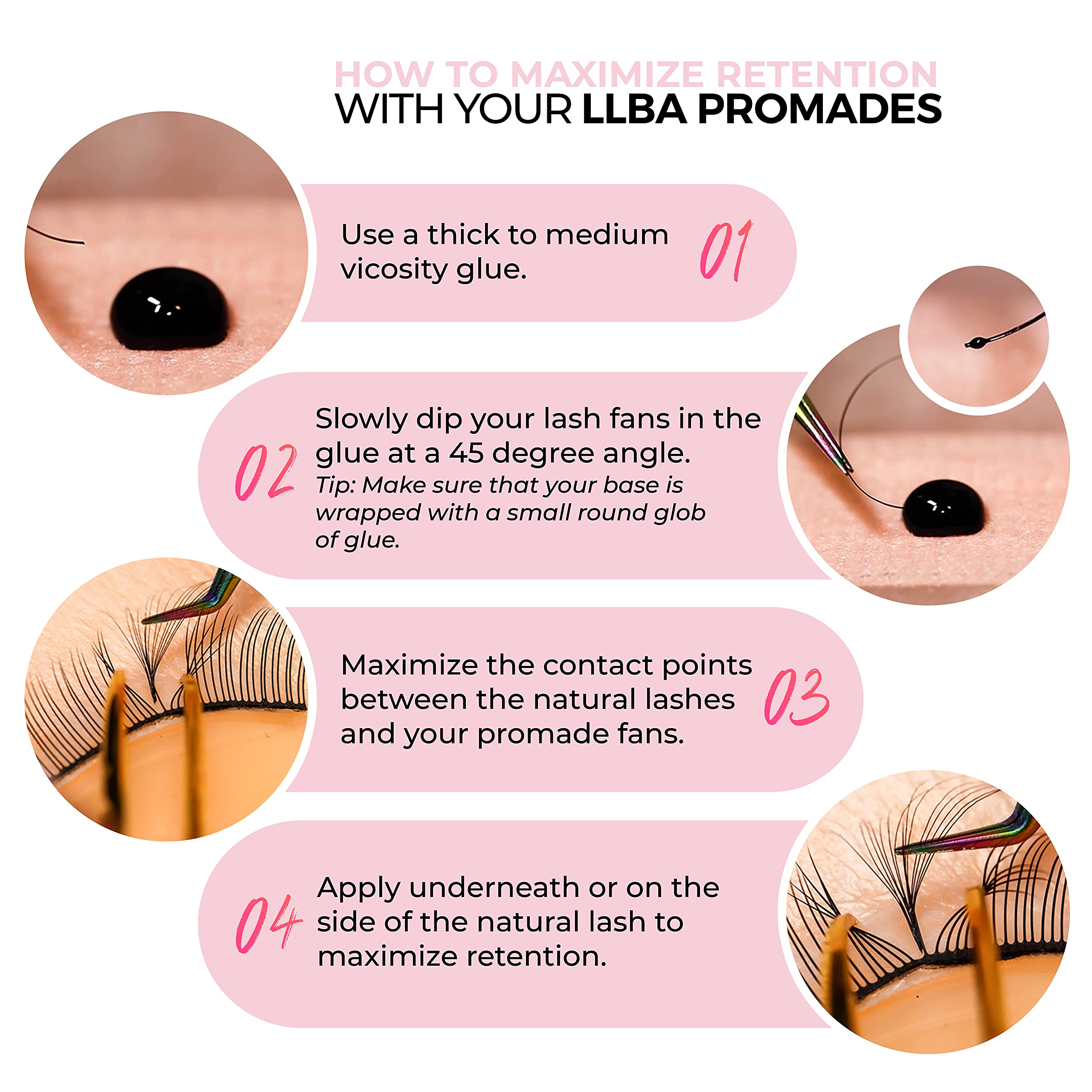 LLBA Promade Mix 750 Fans | Handmade Volume Eyelashes | Multi Selections From 5D To 12D | C CC D Curl | Thickness 0.03~0.1 mm | 9-18mm Length | Long Lasting | Easy Application 10D-0.03 D 11-12-13mm