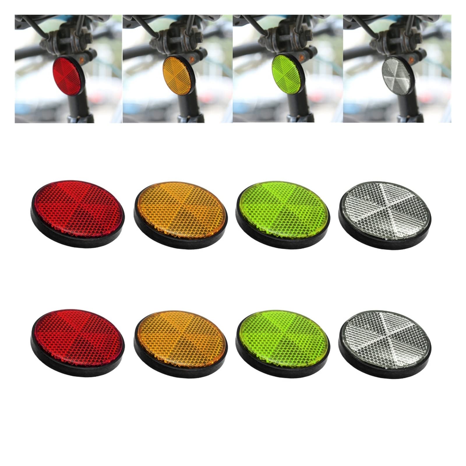 MACIMO Car Bicycle Reflective Sticker Cycling Light Warning Strip Motorcycle MTB Road Bike 4Colors Safety Mark Reflectors (Color : 1pc White)