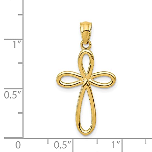 IceCarats 14K Yellow Gold Ribbon Holy Cross Necklace Religious Pendant Jesus Christ Charm 29mm x 14mm Only
