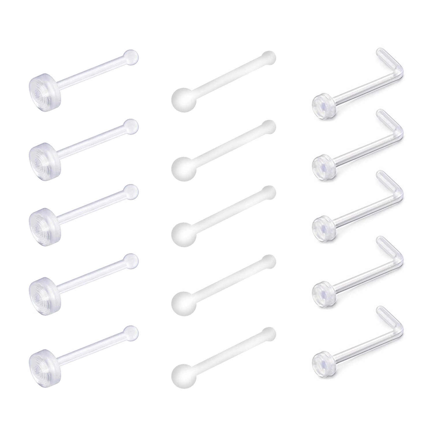 JFORYOU 18-20G Clear Acrylic Nose Ring Bioflex Stud Retainer Nose Piercing Body Jewelry for Men Women