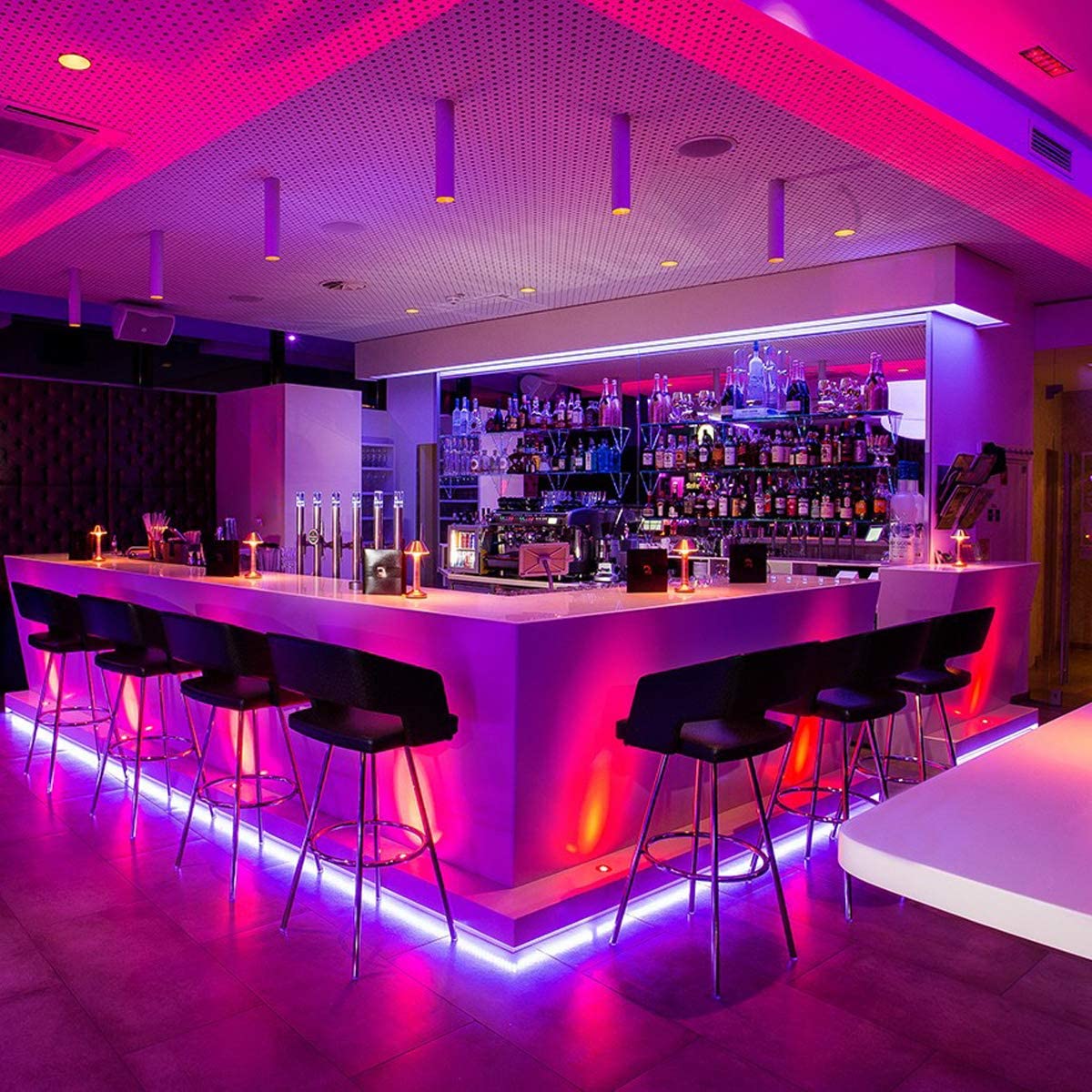 Lepro 16.4ft πππ πππ«π’π© ππ’π π‘ππ¬, RGB 5050 LED Strips with Remote Controller and Fixing Clips, Color Changing Tape Light with 12V ETL Listed Adapter for Bedroom, Room, Kitchen, Bar