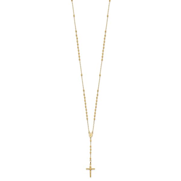 IceCarats 14K Yellow Gold 3mm Beaded Rosary Chain Necklace