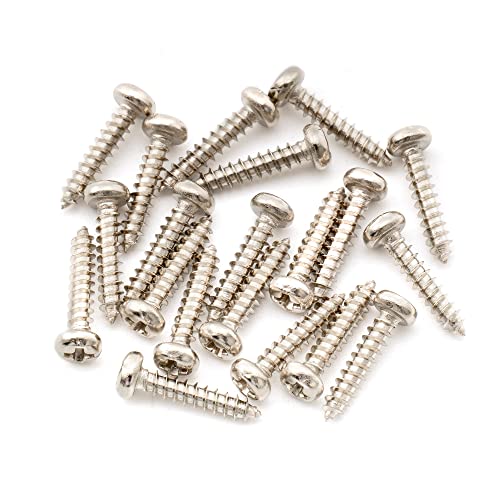 Musiclily Ultra 2.1x10mm Stainless Steel Pan Head Mounting Screws for Acoustic Electric Guitar Bass Tuners Machine Heads, Nickel (Set of 20)