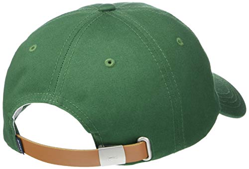 Lacoste Mens "Big Croc" Twill Adjustable Leather Strap Hat, Appalachan Green, One Size
