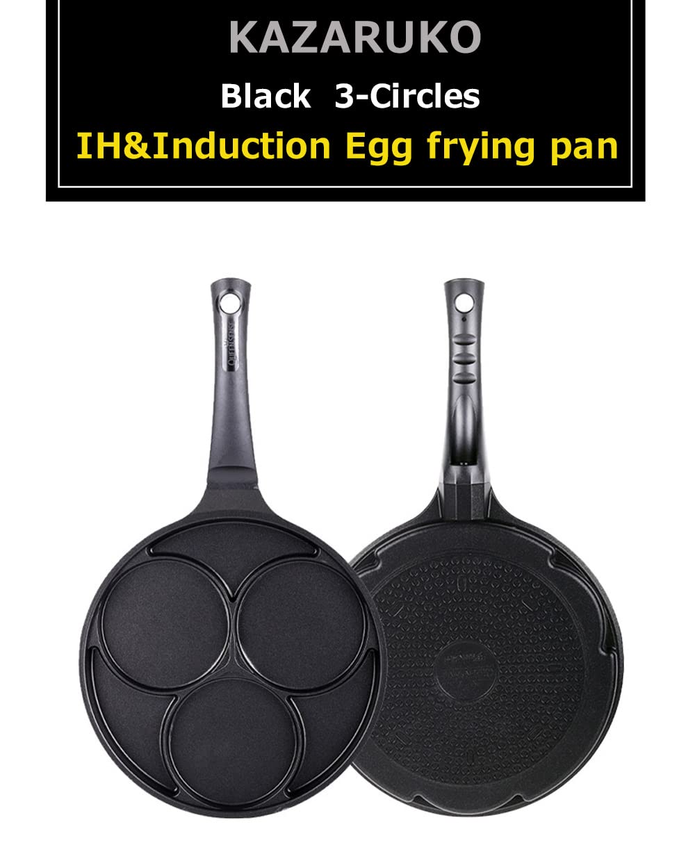 KAZARIKO Induction Egg Frying Pan 3-Cup Non Stick Cooker Pan Easy Clean Cooker Omelet Pan For Breakfast Pancake, Crepe Pan