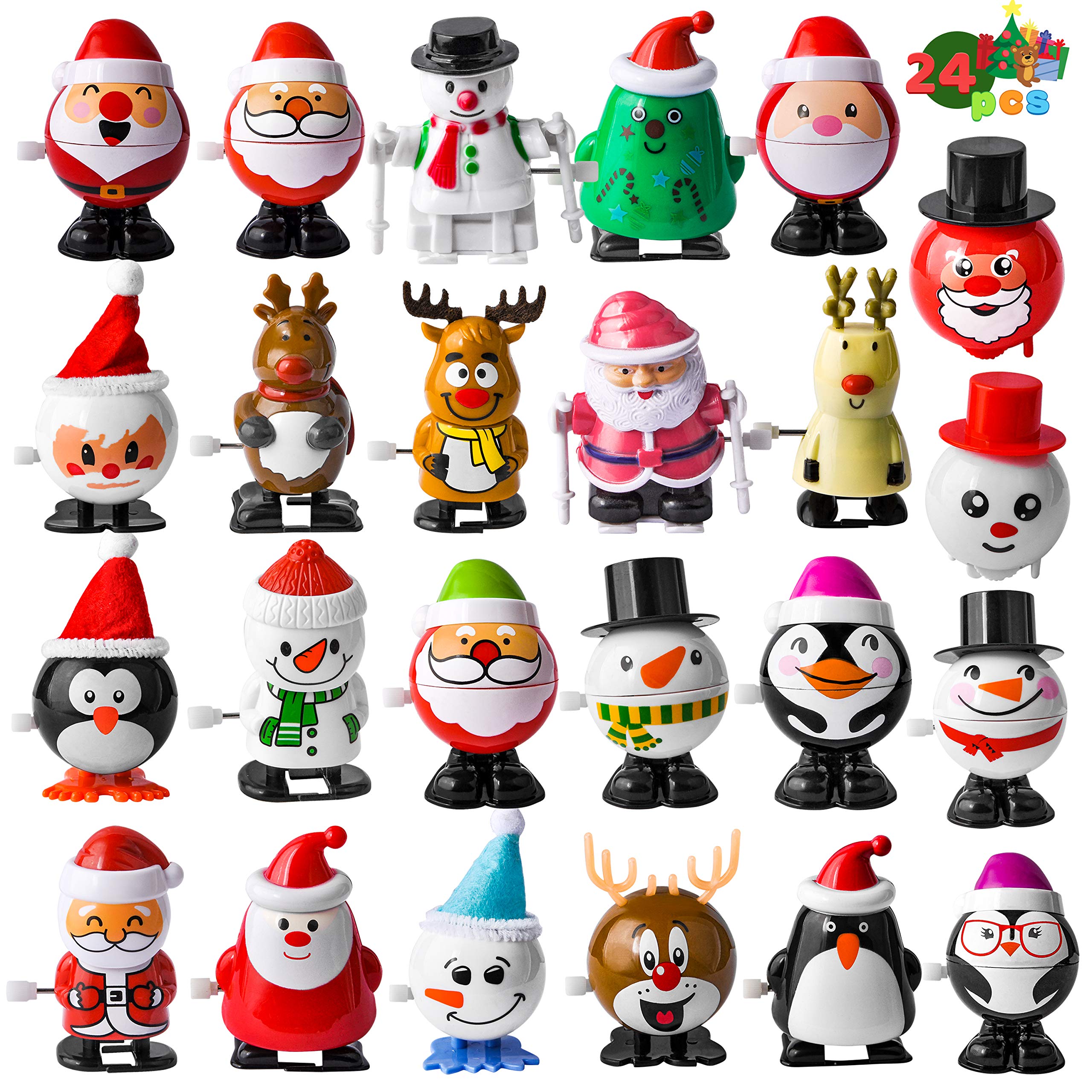 JOYIN 24 Pack Christmas Wind Up Toy Assortments Stocking Stuffers for Christmas Party Favor Supply Accessories (24 Pieces Pack)