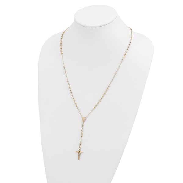 IceCarats 14K Yellow Gold 3mm Beaded Rosary Chain Necklace