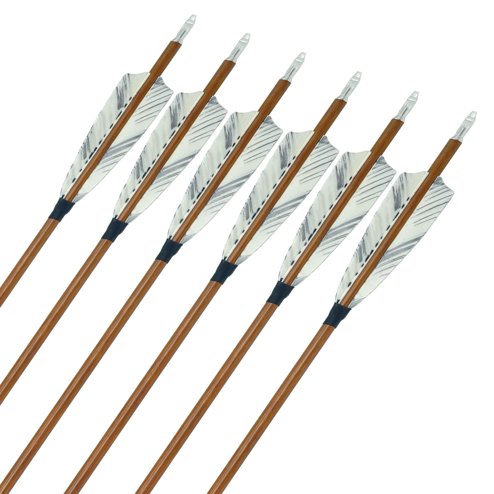 LPLKON 31" Carbon Arrows 12 Pack Hunting Target Practice Archery arrow with Camo Turkey Feathers for Compound Recurve Bow Longbow (white feather)