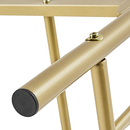 Topeakmart California King Size Victorian Style Metal Bed Frame with Headboard/Mattress Foundation/No Box Spring Needed/Under Bed Storage/Strong Slat Support Antique Gold