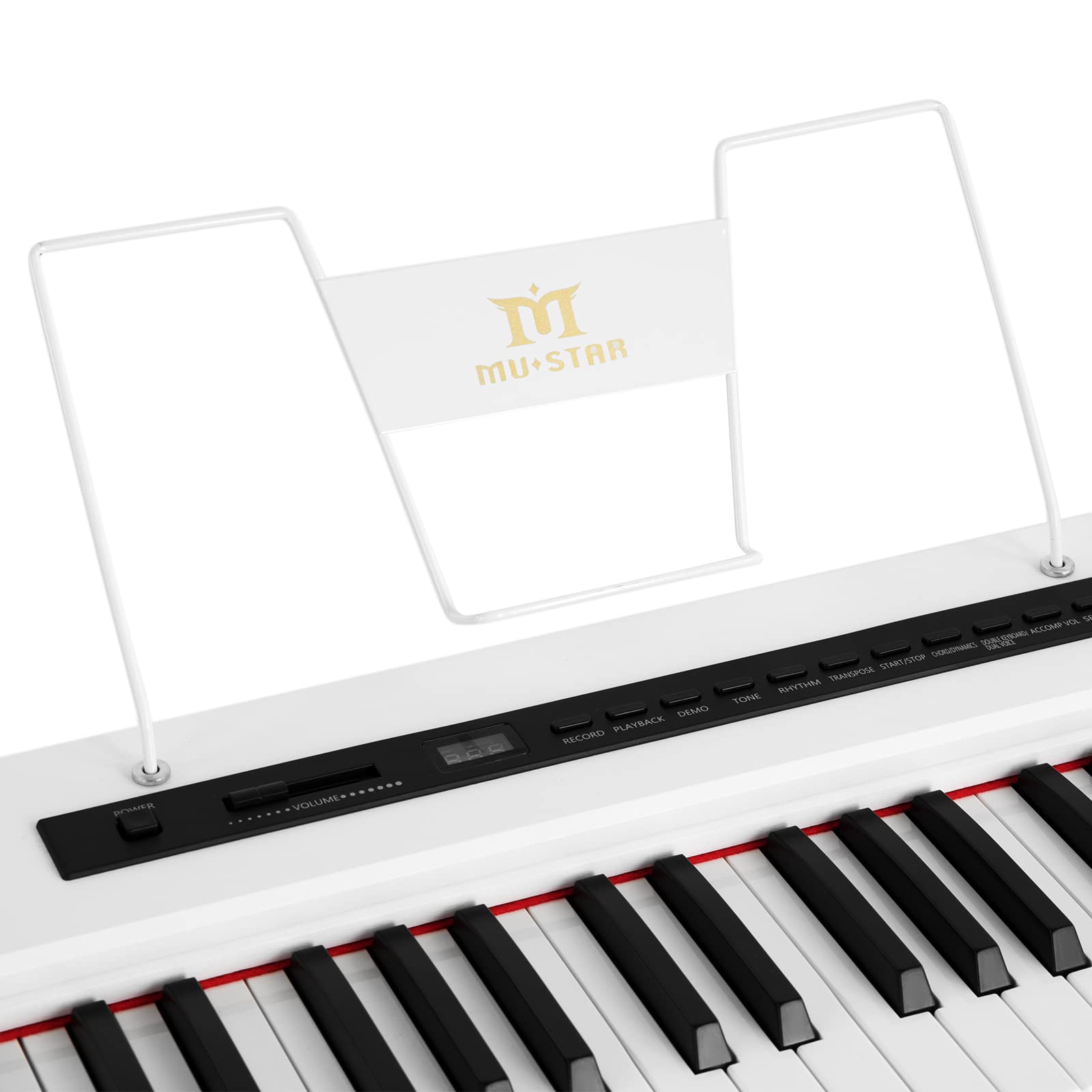 Mustar 88-Key Electronic Digital Piano, Semi Weighted Keys, MDF, Double tube Stand, MIDI USB, Sustain Pedal, Storage Bag, Power Supply, Built-in speaker (White)