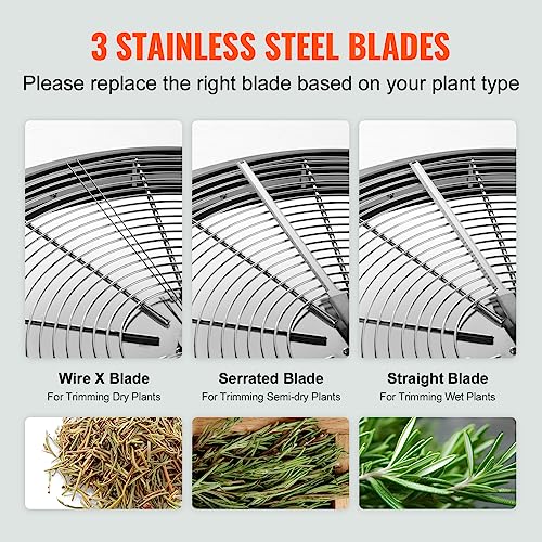 VEVOR Bud Leaf Trimmer with 19inch Trimming, SS Blades for Twisted Spin Cut Clear Visibility Dome, Foldable Herb Drying Rack and Hand Pruner, 19" Manual Bowl-Shape