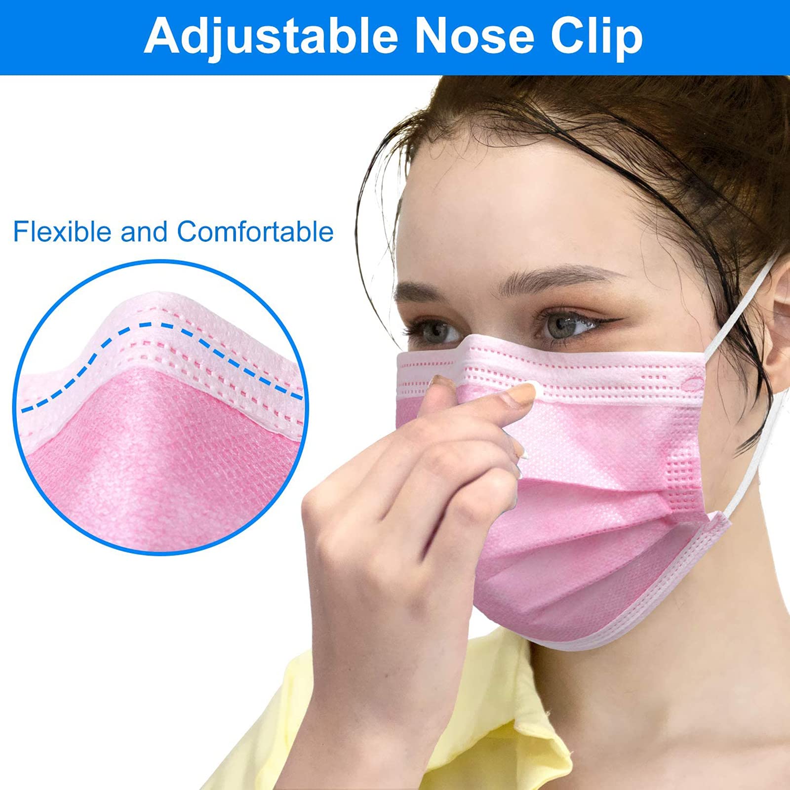 Kids Disposable Face Masks, 100 Pack Kids Masks Disposable, Kids Face Mask Childrens Disposable Face Mask (Colorful)