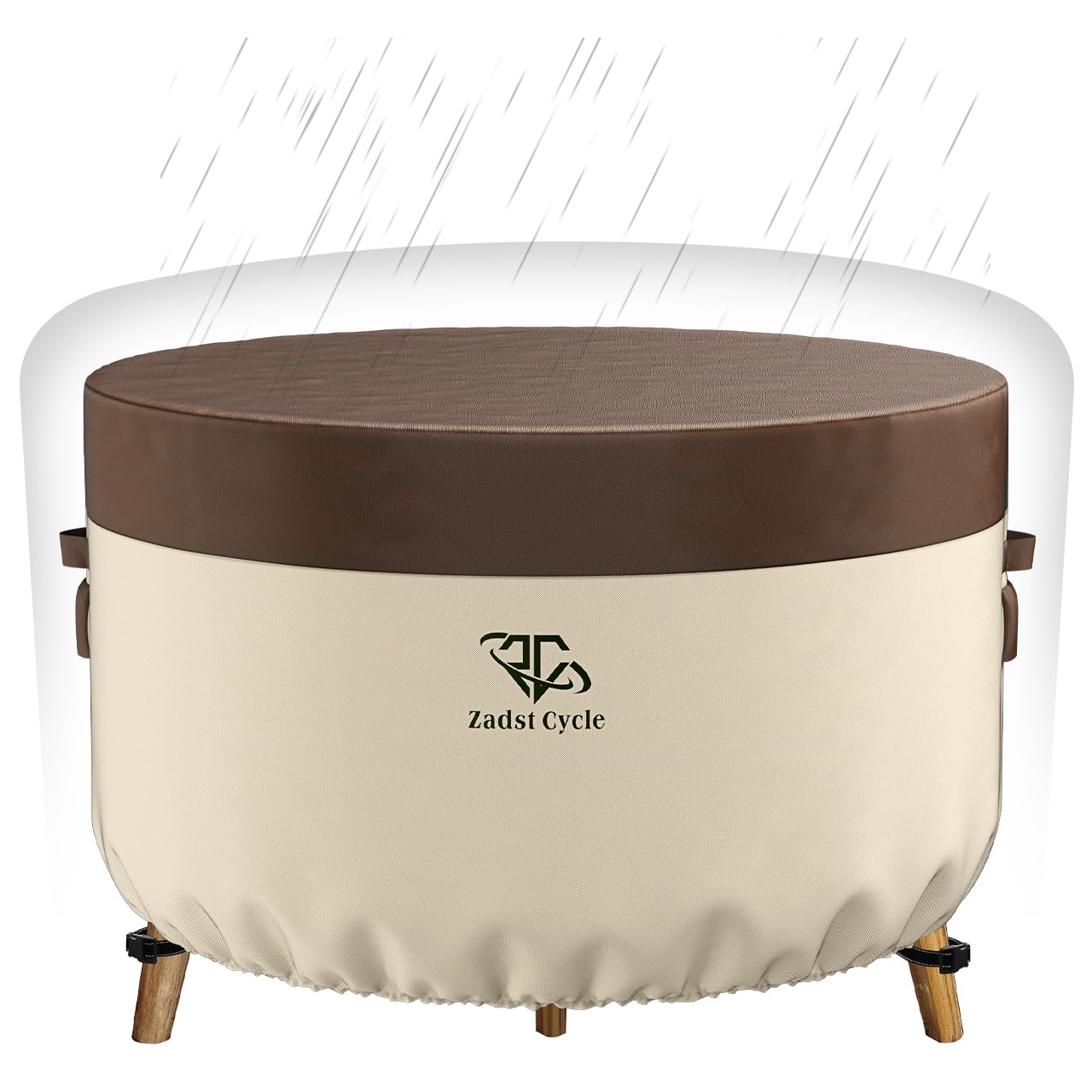 Zadst Cycle 62" Dia Table Cover Waterproof, Patio Furniture Round Table Covers, 600D Heavy Duty Round Table Cover for Anti-UV, Rip Resistant, Water Resistant, Small, Brown