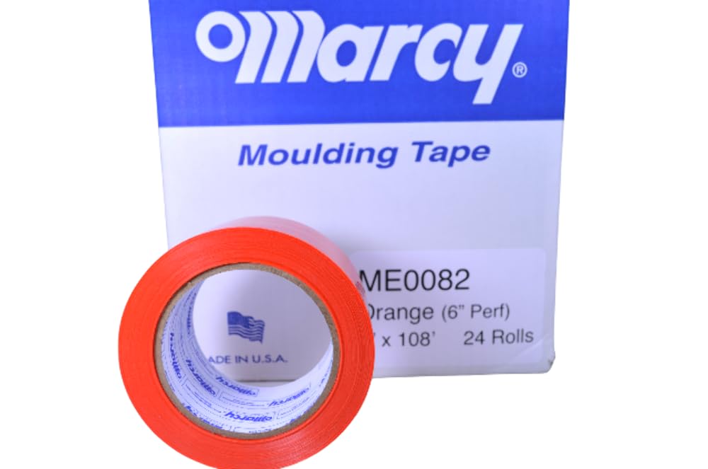 Marcy Adhesives 24 Pack Auto Glass Securing Tape All Weather No Residue 2" x 108' Orange Perforated (6")