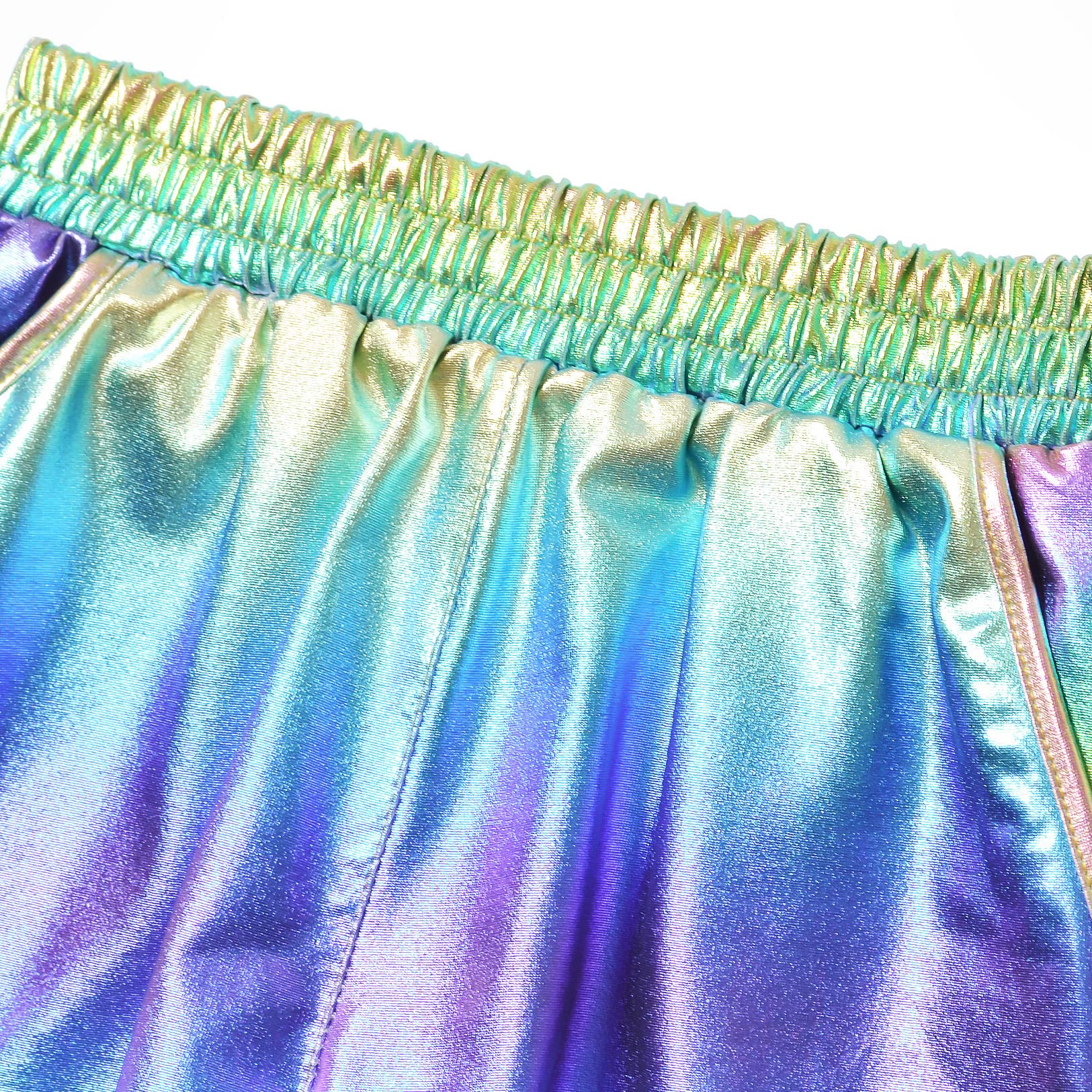 Metallic Shorts for Big Girls Dance Shorts Shiny Hot Pants 12 13 Rainbow with Sunglass