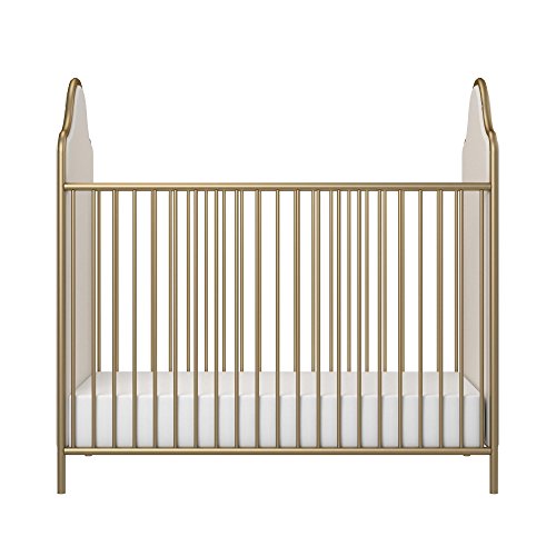 Little Seeds Piper Upholstered Metal Crib, Gold