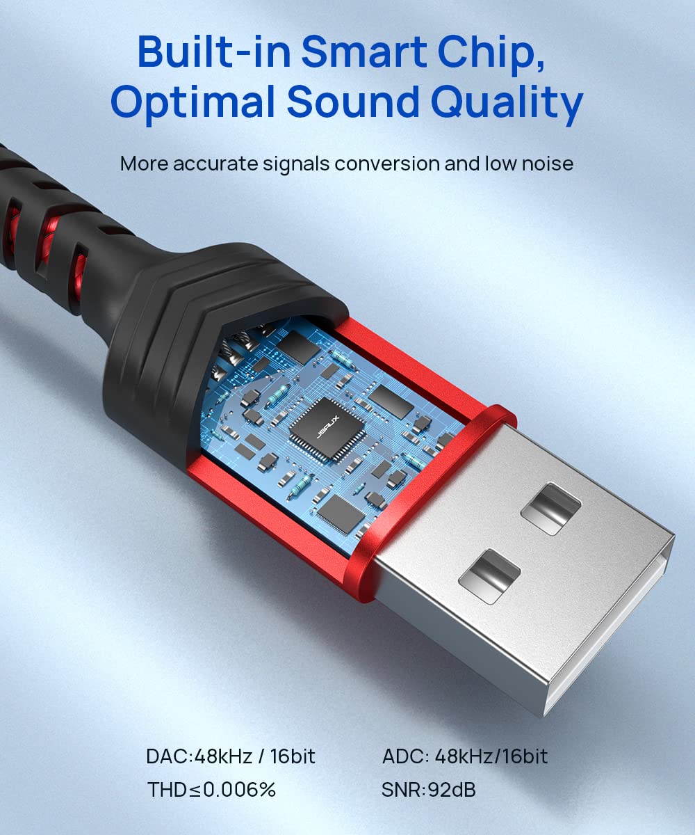 JSAUX USB to 3.5mm Jack Audio Adapter,USB to Audio Jack Adapter Headset,USB-A to 3.5mm TRRS 4-Pole Female, External Stereo Sound Card for Headphone, Mac, PS4, PC, Laptop, Desktops and More -Grey/0.6FT