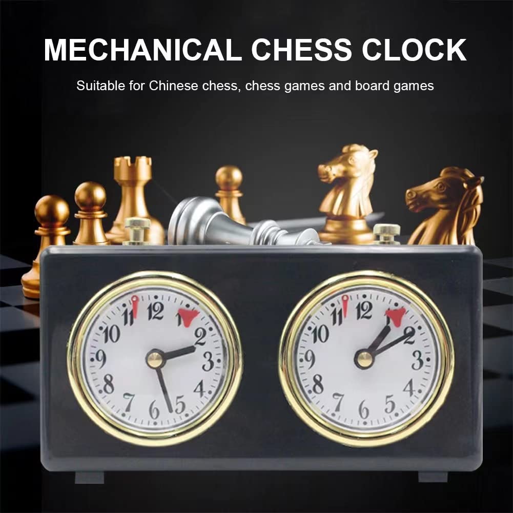 Qlisytpps Analog Chess Clock Timer Mechanical Chess Timer Professional Competition I-GO Count Up Count Down Timer, Analog for Chess Board Games International Chess & I-GO No Battery Needed