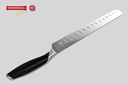Mundial Titan 3427-11GE 11" Hollow Granton Edge Slicing Knife, Black Handle with Plastic Protective Sheath