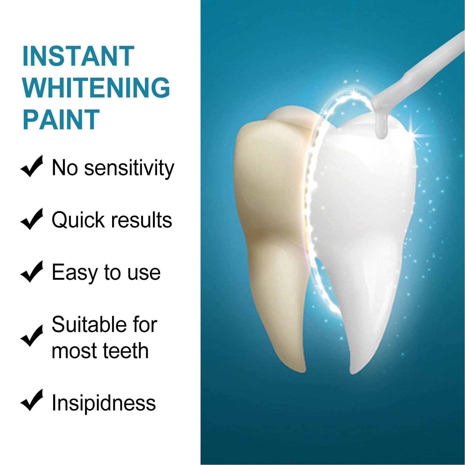 Tooth Paint, 5ml Instant Teeth Whitening Paint, Professional Teeth Whitening Sensitive Teeth Whitener, Gentle White Paint for Teeth, Remove Stains, Tooth Polish Uptight White