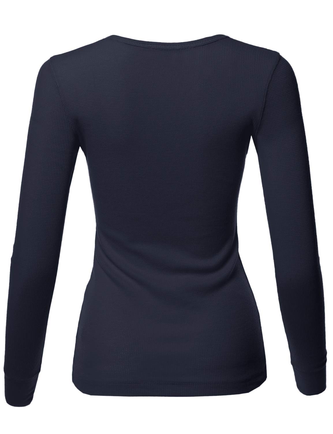 Made by Emma Casual Solid Basic Crew Neck Long Sleeves Thermal Top Navy S