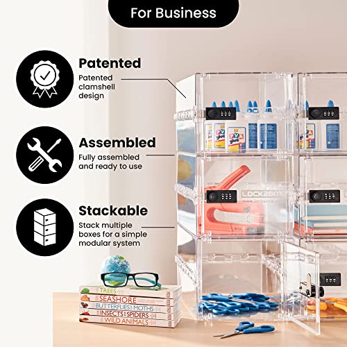 Lockabox One™ | Compact and Hygienic Lockable Storage Box for Food, Medicines, Tech and Home Safety | One Size 12 x 8 x 6.6 inches externally (Crystal)