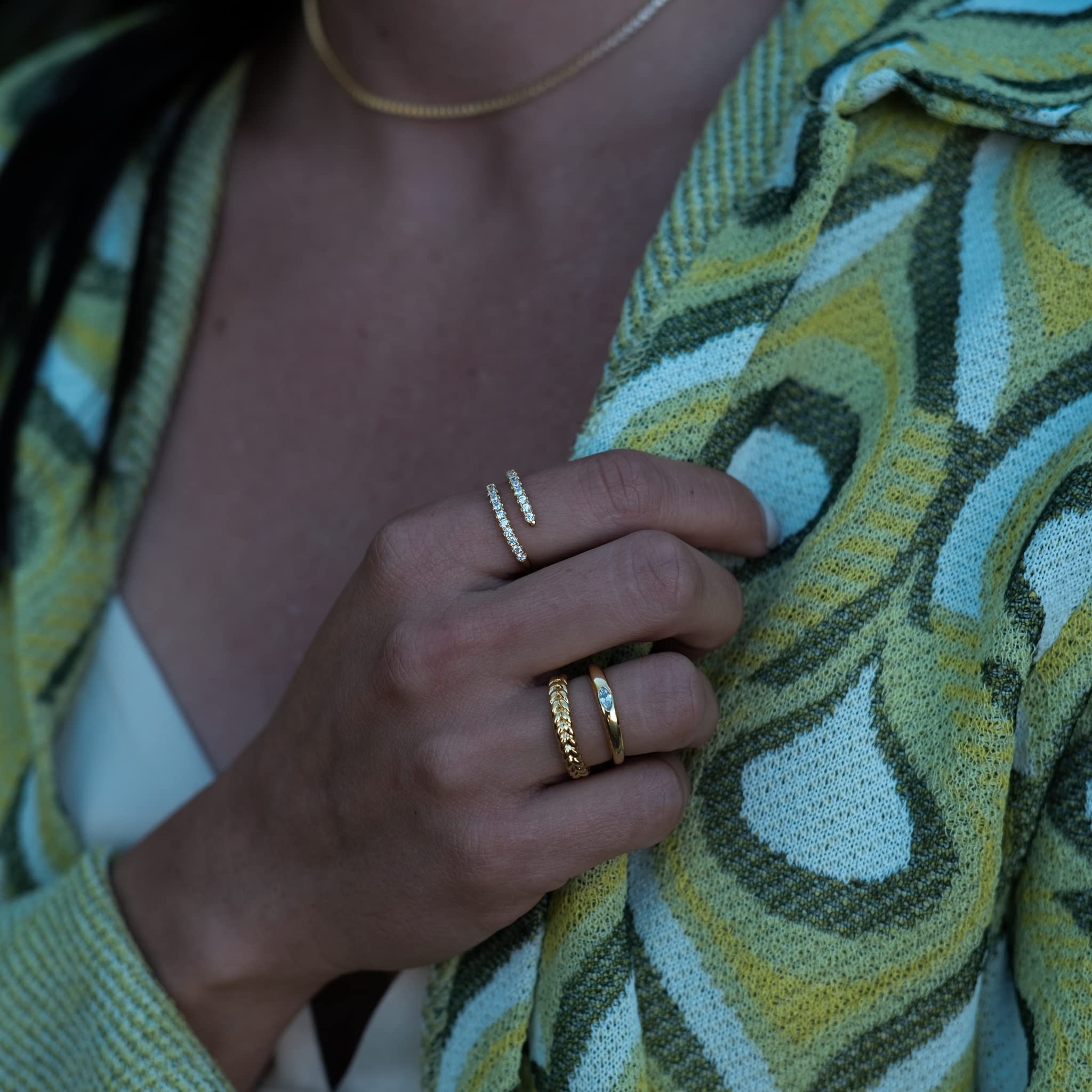 Marquise CZ Crescent Dome Gold Ring | 18K Gold Plated Stackable Wide Ring | Minimalist Stacking Band [Size 7]