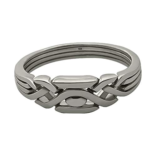 OFLIUM Fall Apart design 4 Band Handmade Puzzle Ring 925 Sterling Silver Interlocking Knott Ring Women Men Unique ring Gift for him, gift for her gift for dad all size (7)