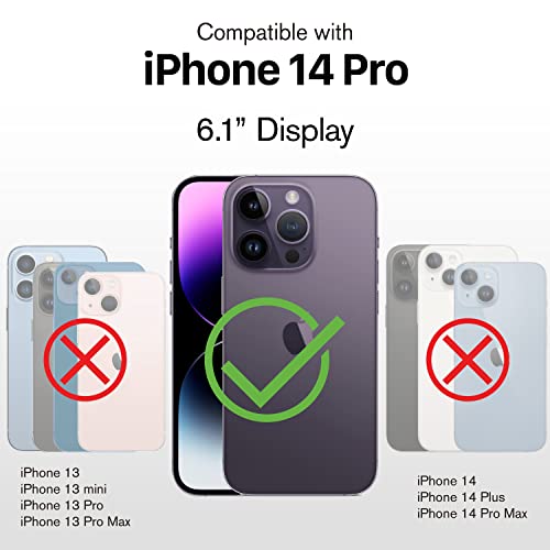 VENA vCommute Wallet Case Compatible with Apple iPhone 14 Pro (6.1"-inch), (Military Grade Drop Protection) Flip Leather Cover Card Slot Holder with Kickstand - Blue